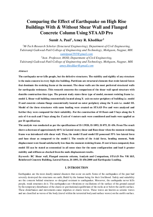 (DOC) Comparing the Effect of Earthquake on High Rise Buildings With ...