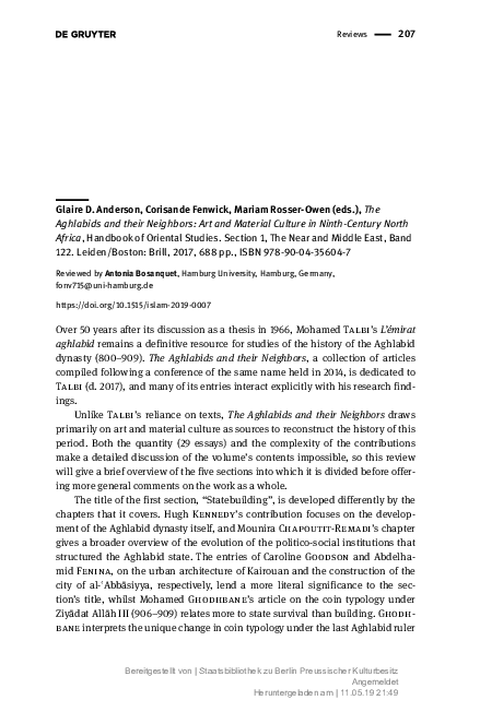 (PDF) The Aghlabids and their Neighbors: Art and Material Culture in ...