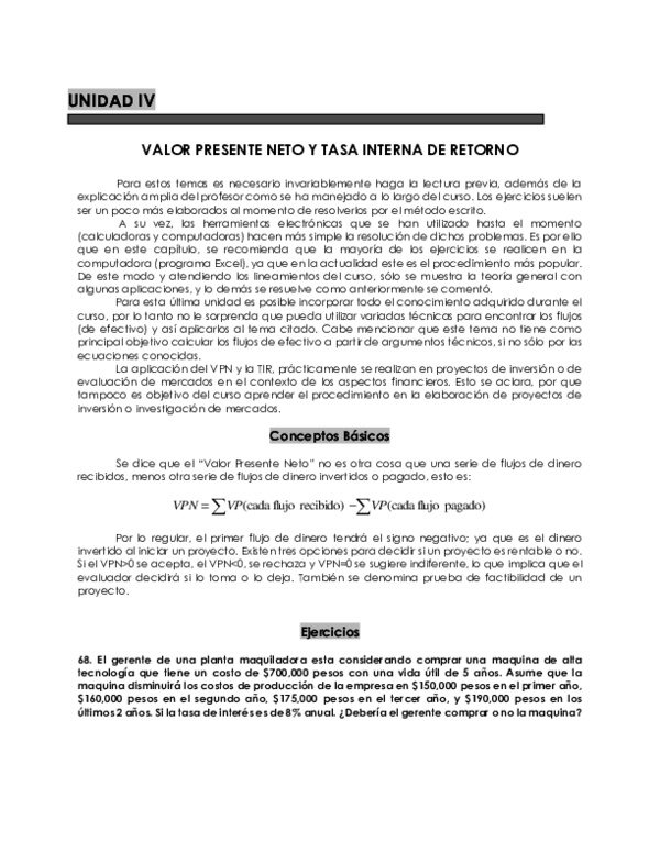 (DOC) VALOR PRESENTE NETO Y TASA INTERNA DE RETORNO