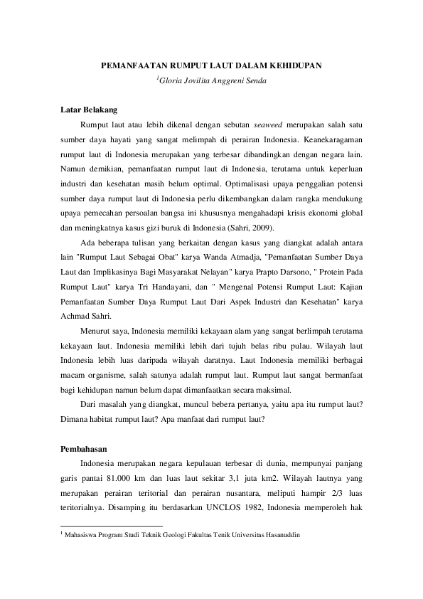 (PDF) PEMANFAATAN RUMPUT LAUT DALAM KEHIDUPAN | Gloria Senda - Academia.edu
