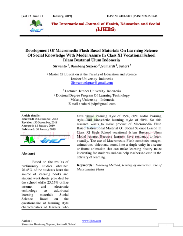 (PDF) Development Of Macromedia Flash Based Materials On Learning Science Of Social Knowledge ...