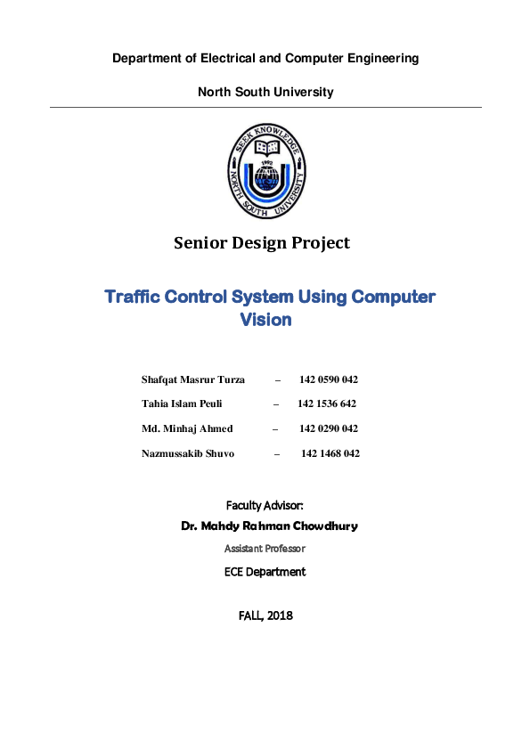 (DOC) Senior Design Project Traffic Control System Using Computer Vision