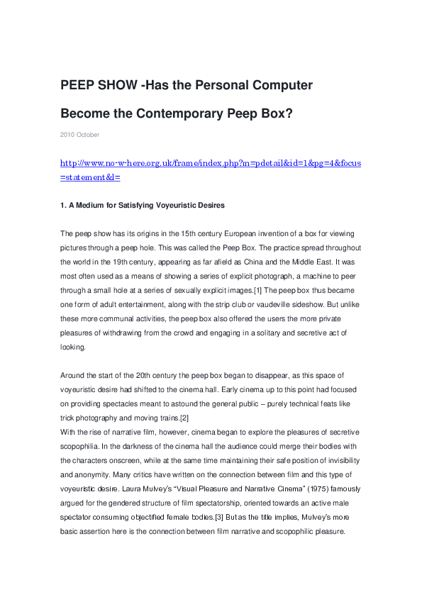(PDF) PEEP SHOW -Has the Personal Computer Become the Contemporary Peep Box