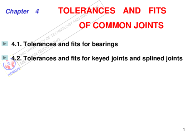 (PDF) TOLERANCES AND FITS OF COMMON JOINTS 4.1. Tolerances and fits for ...