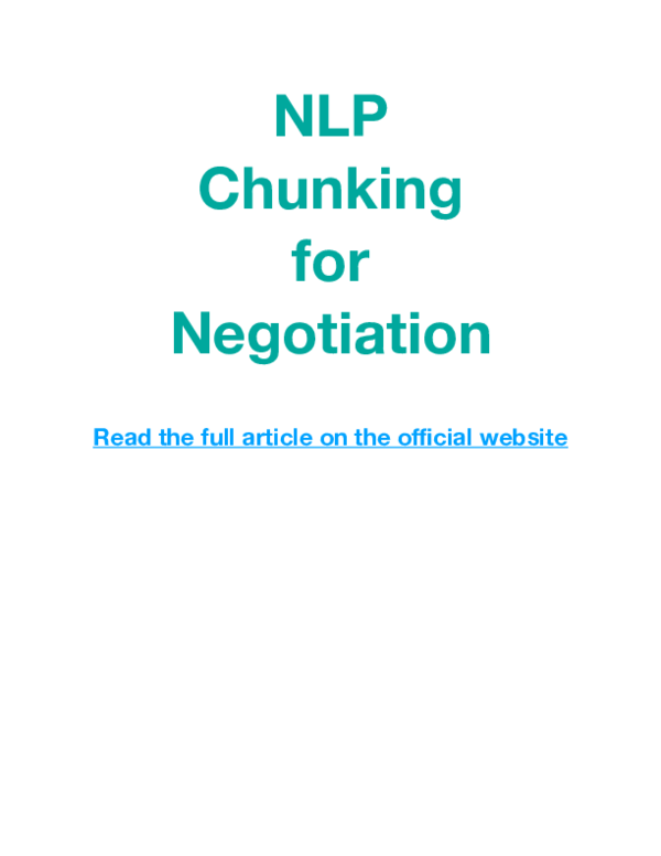 (PDF) NLP Chunking for Negotiation