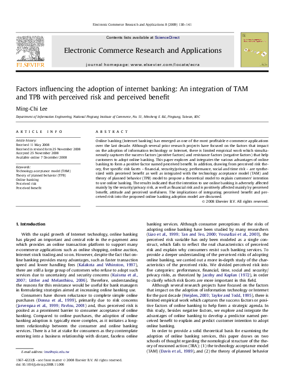 (PDF) Factors influencing the adoption of internet banking: An integration of TAM and TPB with ...