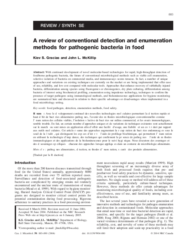 Pdf A Review Of Conventional Detection And Enumeration Methods For