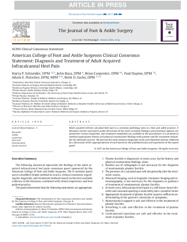 (PDF) American College of Foot and Ankle Surgeons Clinical Consensus ...