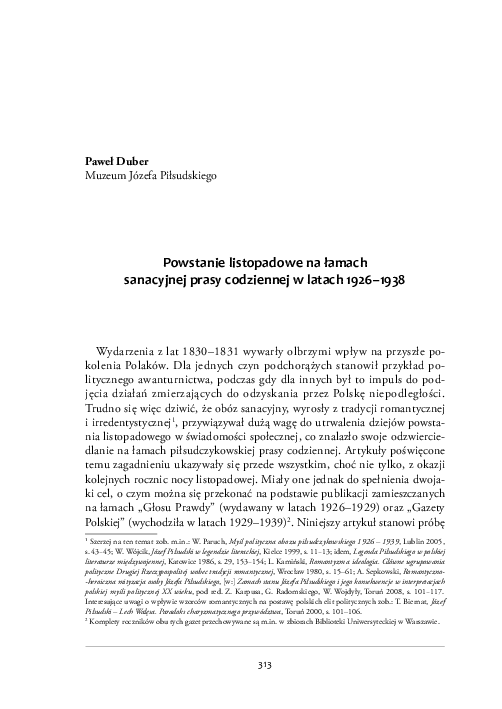 (PDF) Powstanie listopadowe na łamach sanacyjnej prasy codziennej w ...