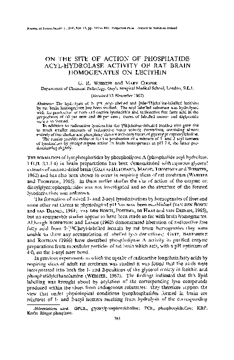 (PDF) On the Site of Action of Phosphatide Acyl-Hydrolase Activity of ...