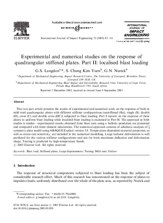 (PDF) Experimental and numerical studies on the response of ...