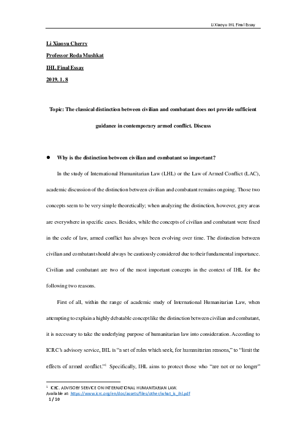 (PDF) The Classical Distinction between Civilians and Combatants does ...