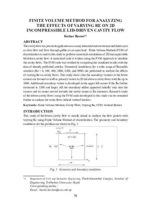 (PDF) FINITE VOLUME METHOD FOR ANALYZING THE EFFECTS OF VARYING RE ON ...