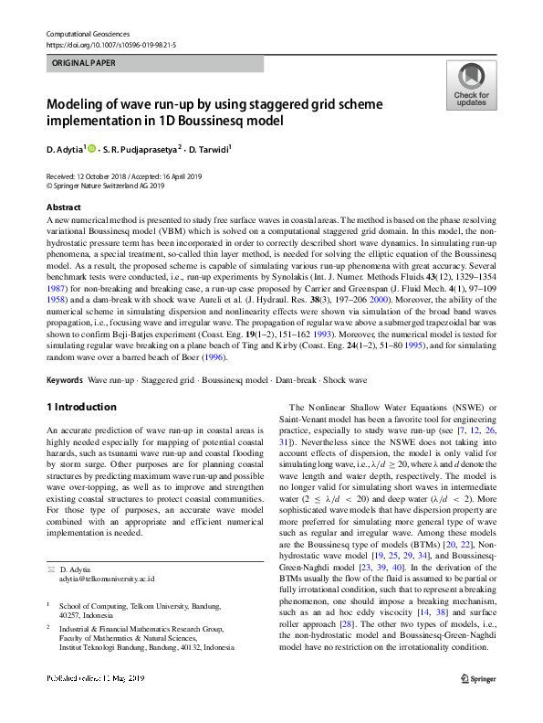 Pdf Modeling Of Wave Run Up By Using Staggered Grid Scheme 2829