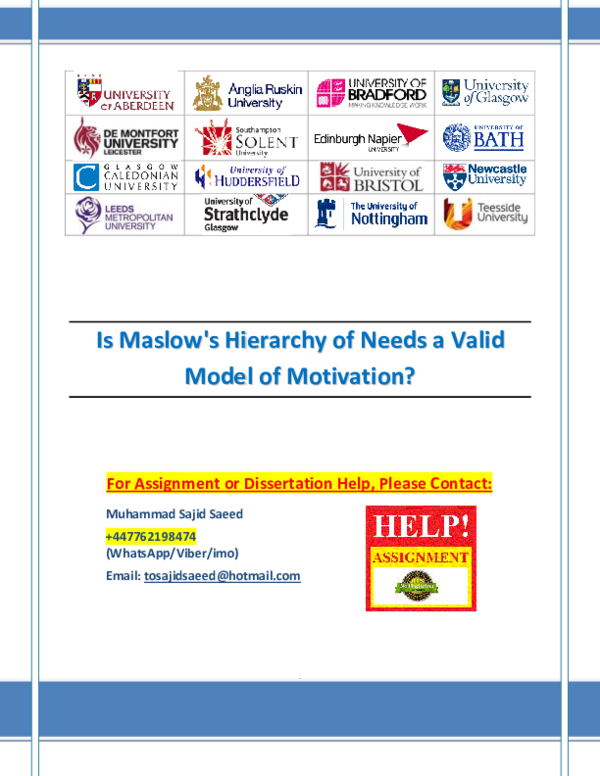 (DOC) Is Maslow's Hierarchy of Needs a Valid Model of Motivation