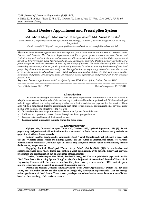 (PDF) Smart Doctors Appointment and Prescription System