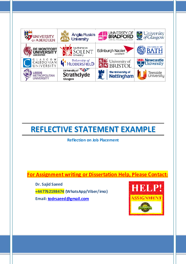 (DOC) REFLECTIVE STATEMENT EXAMPLE
