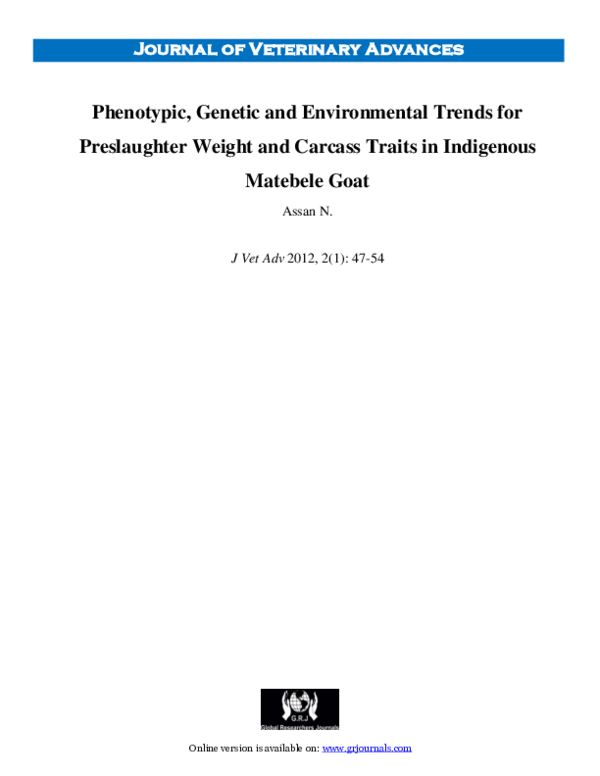 (PDF) Phenotypic, Genetic and Environmental Trends for Preslaughter ...