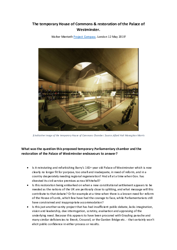 (PDF) The temporary House of Commons & restoration of the Palace of ...