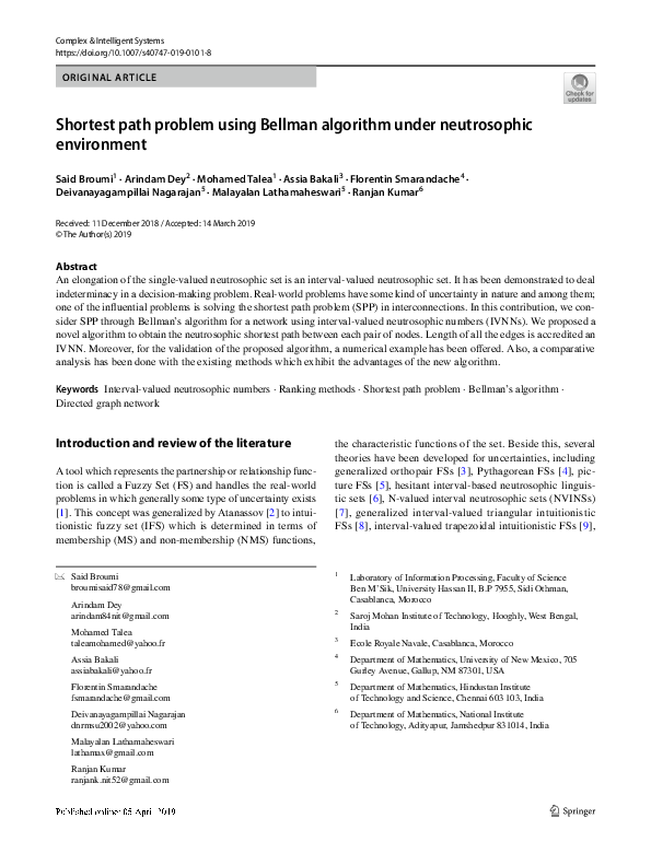 Pdf Shortest Path Problem Using Bellman Algorithm Under Neutrosophic