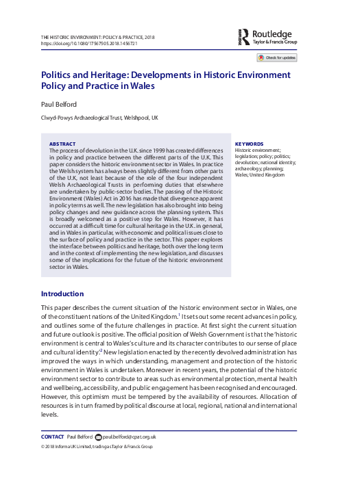 (PDF) Politics and Heritage: Developments in Historic Environment ...