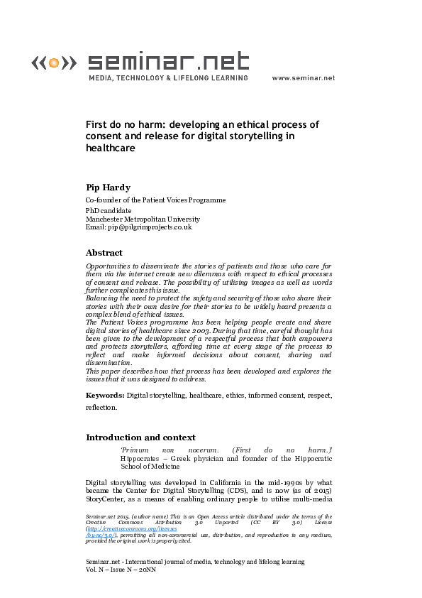 (PDF) First do no harm Seminar net