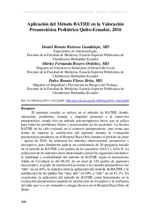 (PDF) Aplicación del Método BATHE en la Valoración Preanestésica ...