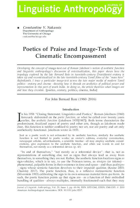 (PDF) Poetics of Praise and Image-Texts of Cinematic Encompassment