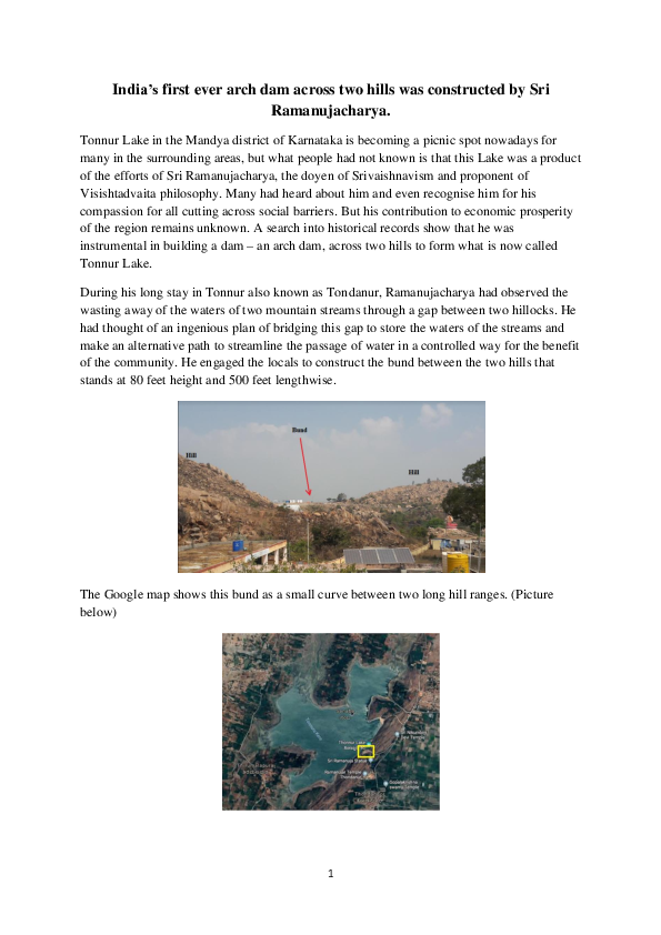 (DOC) India's first ever arch dam across two hills was constructed by ...