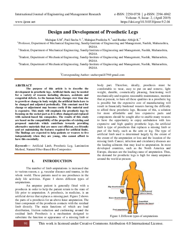 (PDF) Design and Development of Prosthetic Legs