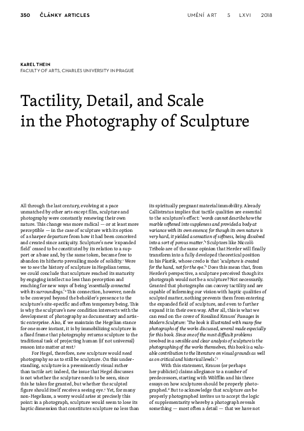 (PDF) Tactility, Detail, and Scale in the Photography of Sculpture