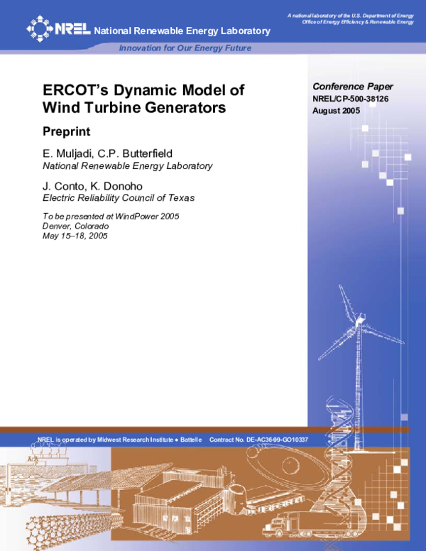 (PDF) ERCOT's Dynamic Model of Wind Turbine Generators Preprint