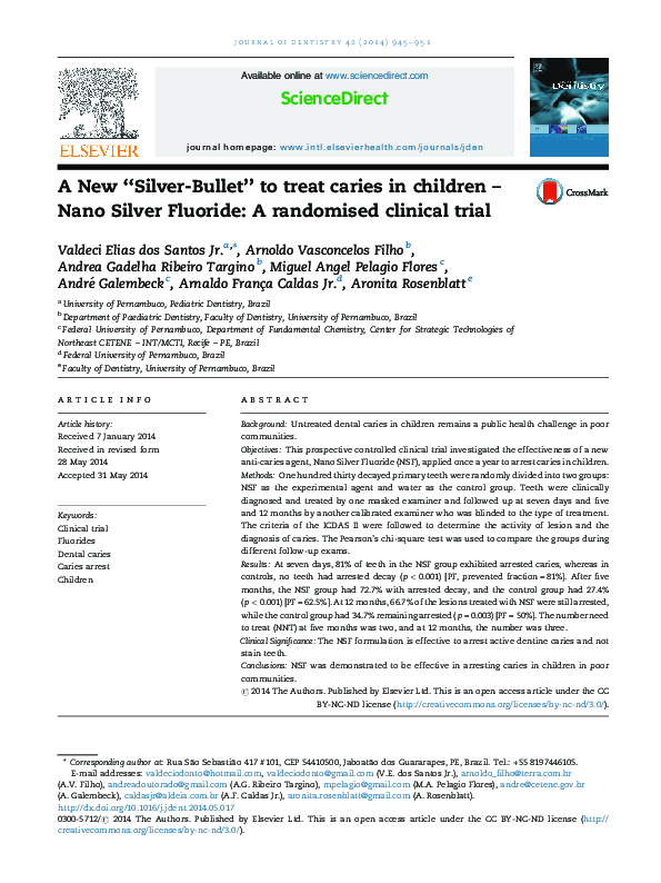 (PDF) A New ''Silver-Bullet'' to treat caries in children - Nano Silver ...