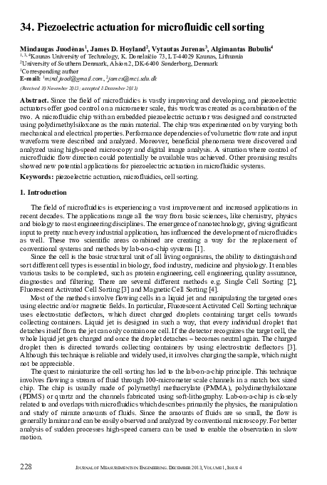 (PDF) 34. Piezoelectric actuation for microfluidic cell sorting