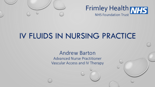 (PDF) IV FLUIDS IN NURSING PRACTICE Frimley Health NHS Foundation Trust