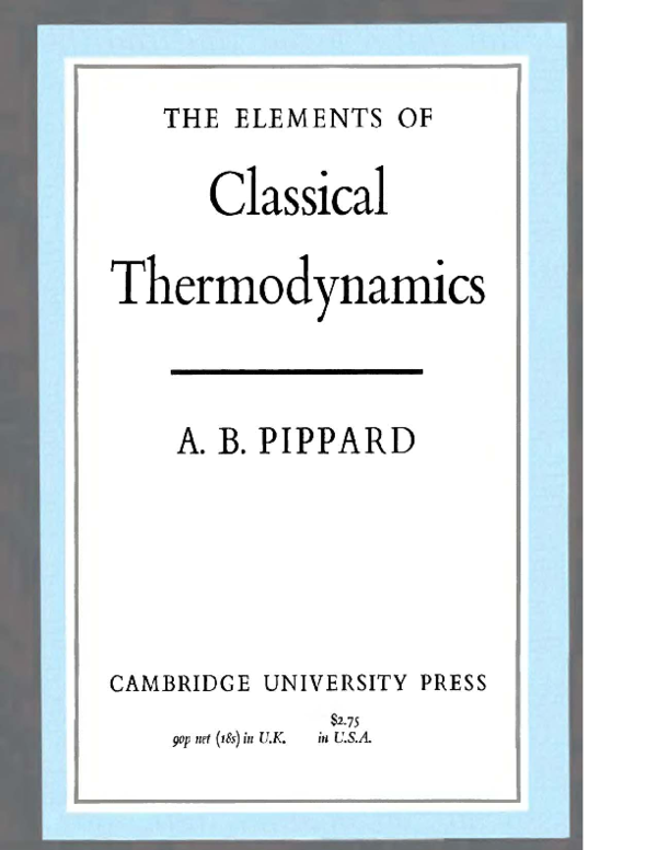 (PDF) Elements of Classical Thermodynamics - A. Pippard