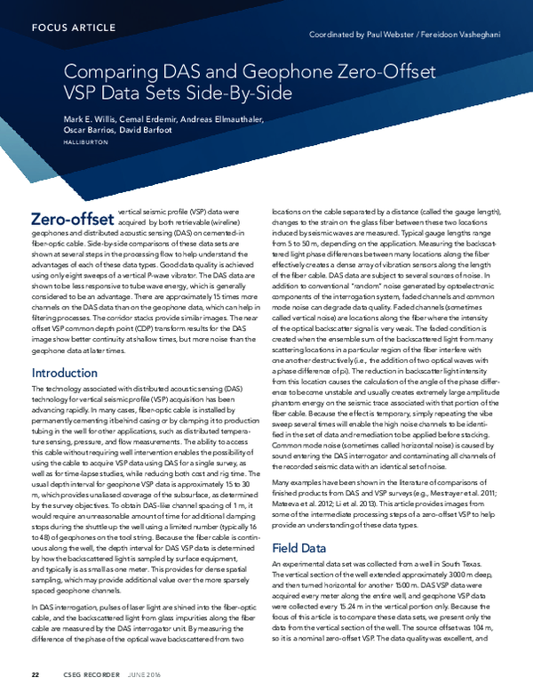 Pdf Comparing Das And Geophone Zero Offset Vsp Data Sets Side By Side