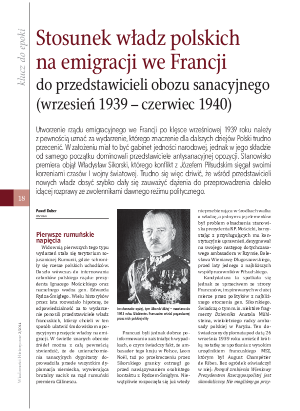 (PDF) Stosunek władz polskich na emigracji we Francji do ...