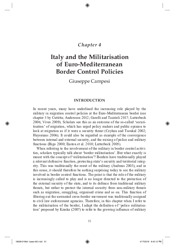(PDF) Italy and the Militarization of Euro-Mediterranean Border Control ...