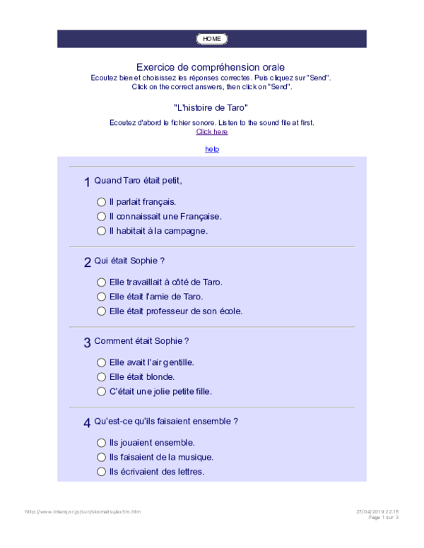 (PDF) Exercice de compréhension orale