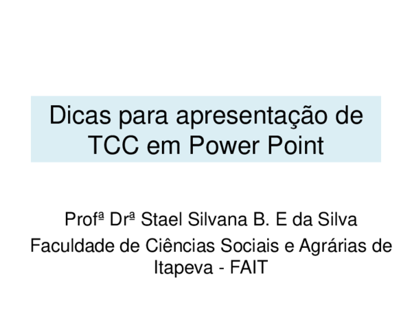 (PDF) Dicas para apresentação de TCC em Power Point