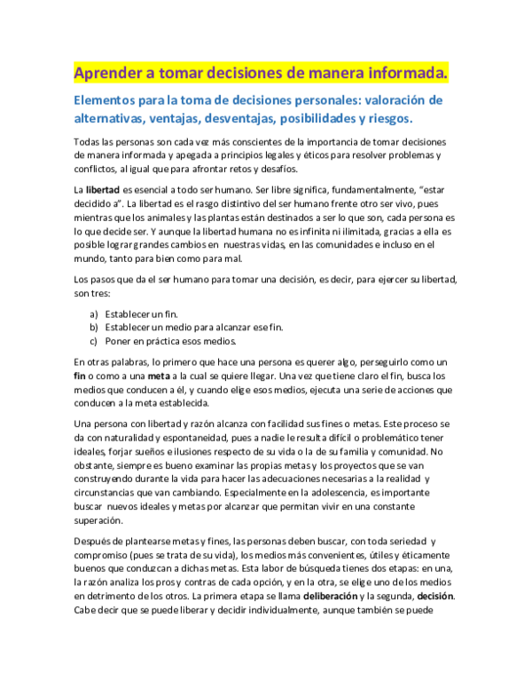 (DOC) Aprender a tomar decisiones de manera informada