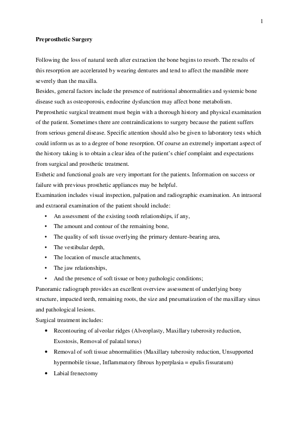 (PDF) Preprosthetic surgery