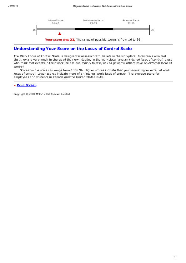 (PDF) Understanding Your Score on the Locus of Control Scale