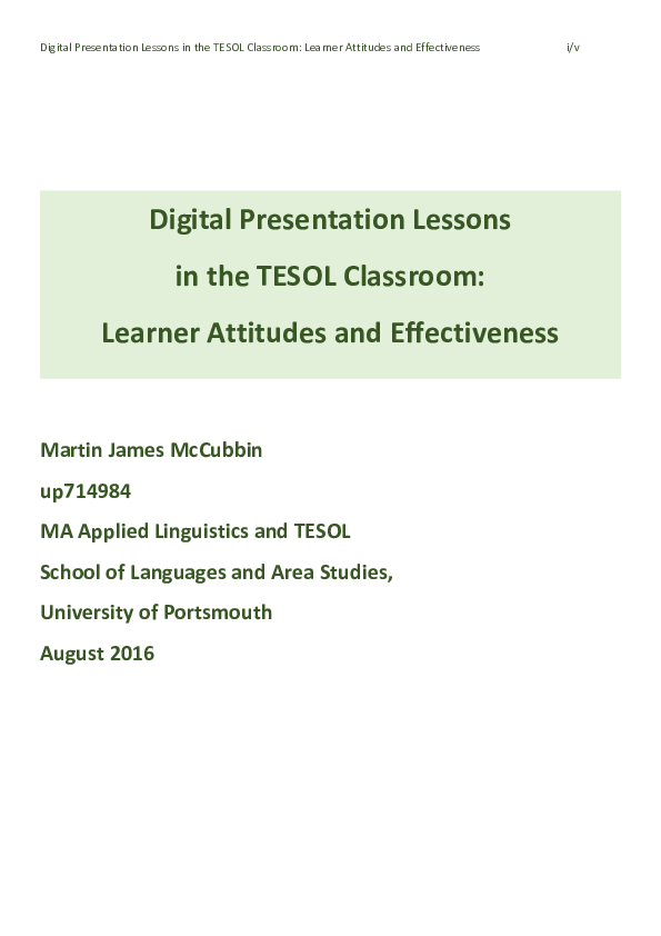 (PDF) Digital Presentation Lessons in the TESOL Classroom: Learner ...