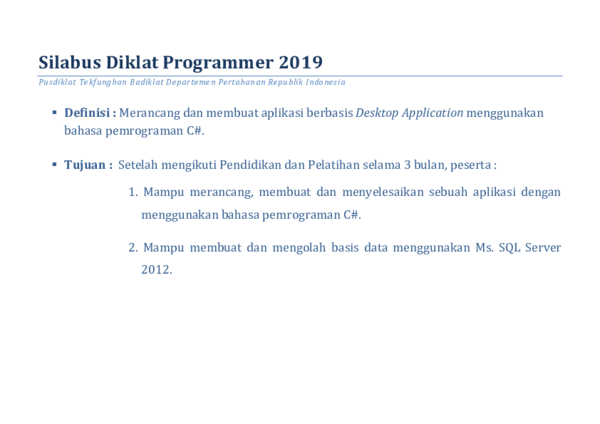 (PDF) Silabus Diklat Programmer 2019