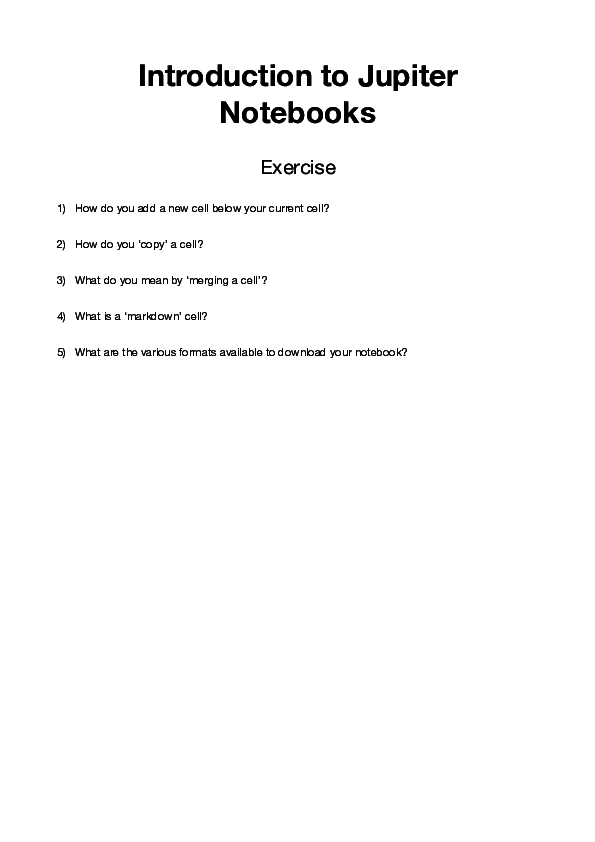 (PDF) Introduction to Jupyter Notebooks Exercise (PDF) Introduction to Jupyter Notebooks Exercise