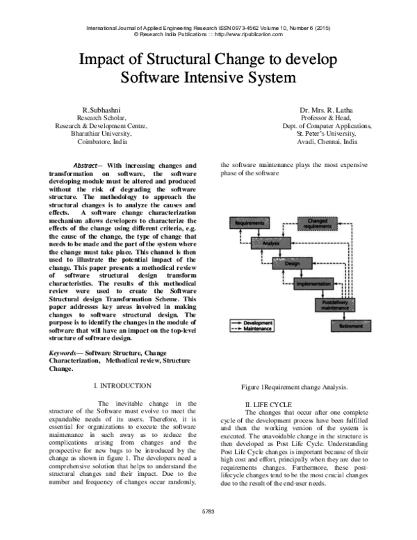(PDF) Impact of Structural Change to develop Software Intensive System