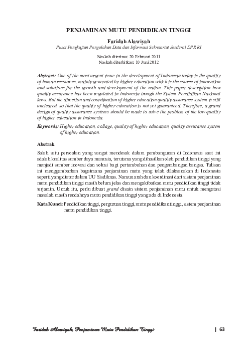 (PDF) 63 PENJAMINAN MUTU PENDIDIKAN TINGGI