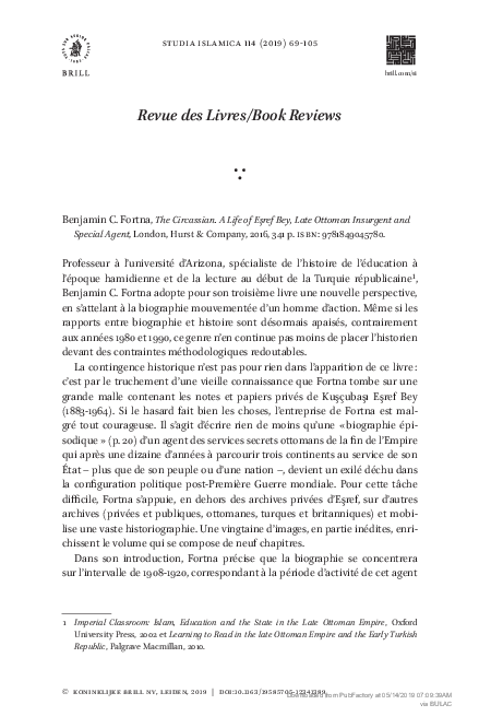 (PDF) "Benjamin C. Fortna, The Circassian. A Life of Eşref Bey, Late ...